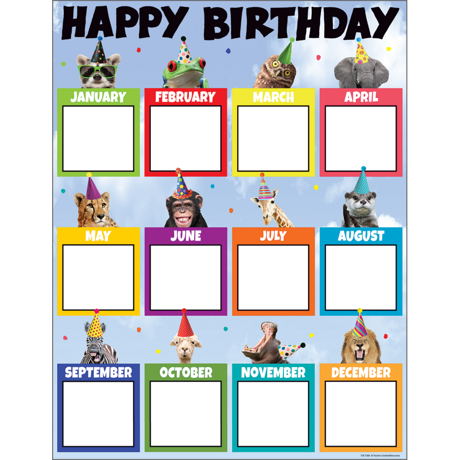 Go Wild Animals Happy Birthday Chart – McGregor's Teacher Supplies