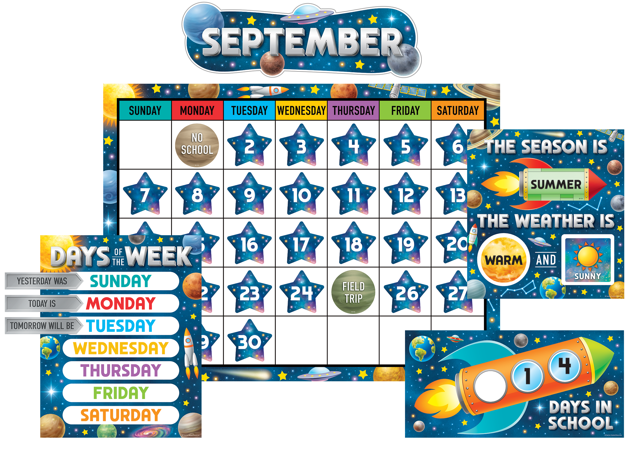 Outer Space Crew Calendar Bulletin Board – McGregor's Teacher Supplies