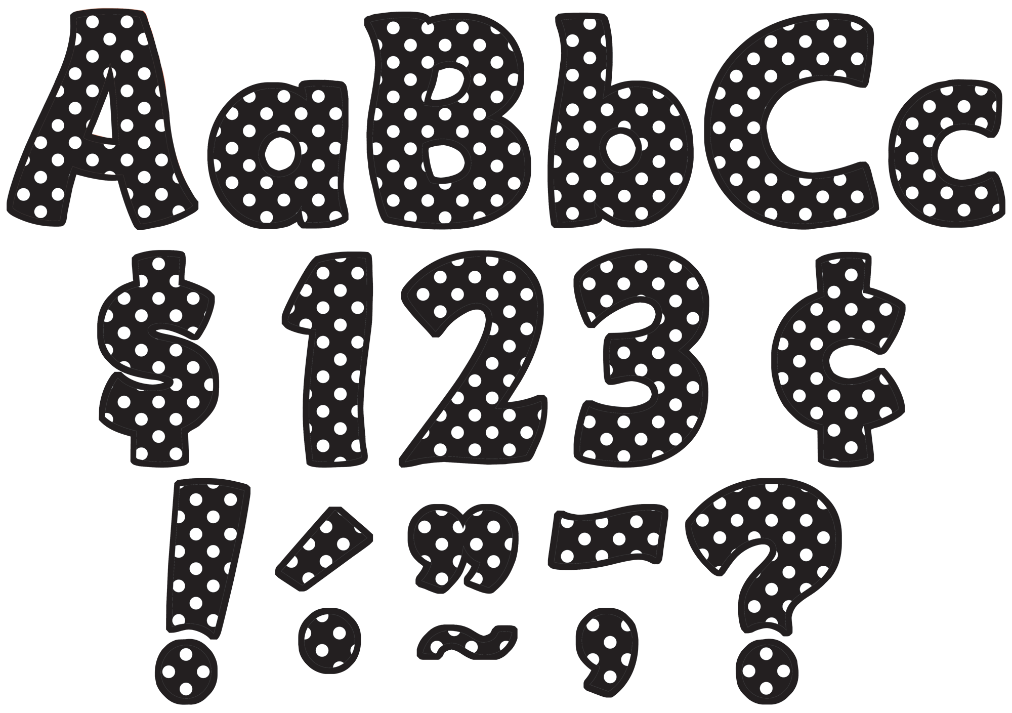 Black Polka Dots Funtastic 4" Letters Combo Pack – McGregor's Teacher ...