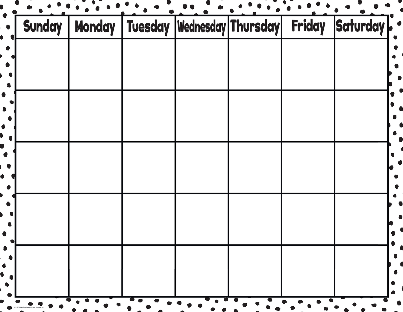 Black Painted Dots on White Calendar Chart – McGregor's Teacher Supplies